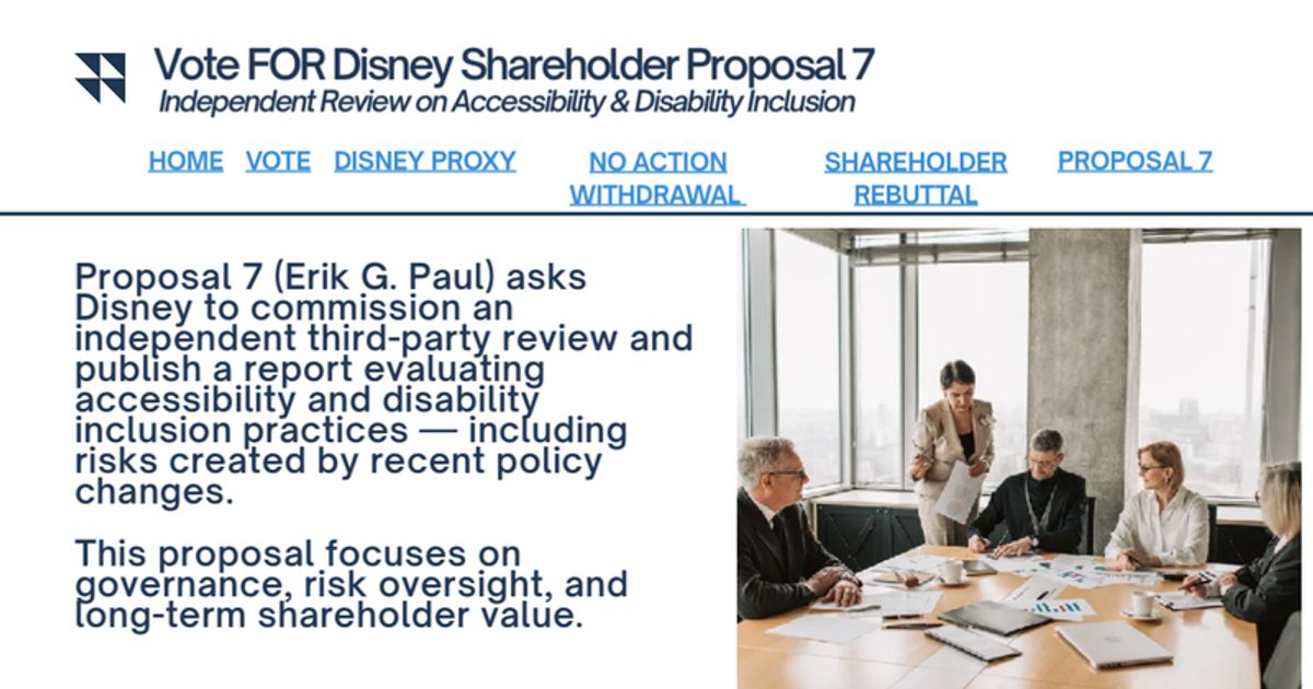 Vote FOR Proposal 7 Disney Review Accessibility & Disability Inclusion